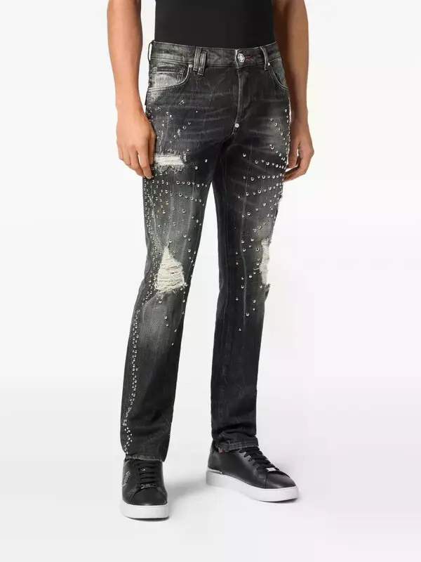 Philipp Plein Studded Distressed Jeans