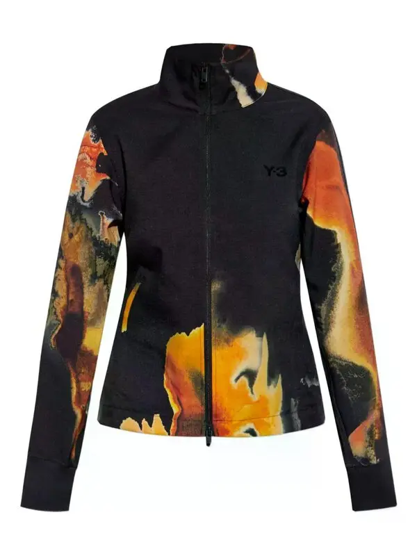 Y3 Abstract-print Zip-up Jacket - Black