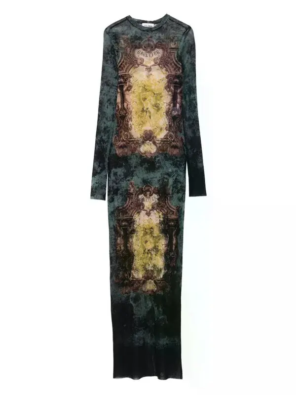 JEAN PAUL GAULTIER Baroque-print Maxi Dress - Black