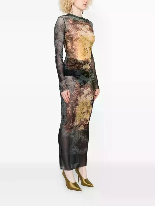 JEAN PAUL GAULTIER Baroque-print Maxi Dress - Black