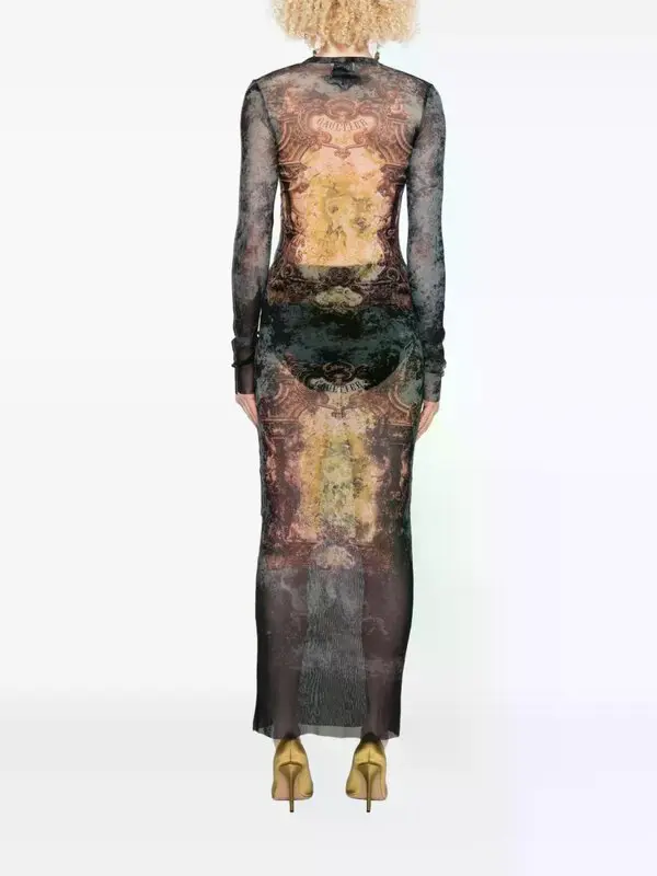 JEAN PAUL GAULTIER Baroque-print Maxi Dress - Black