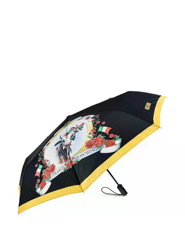 Moschino Printed Umbrella With Trim