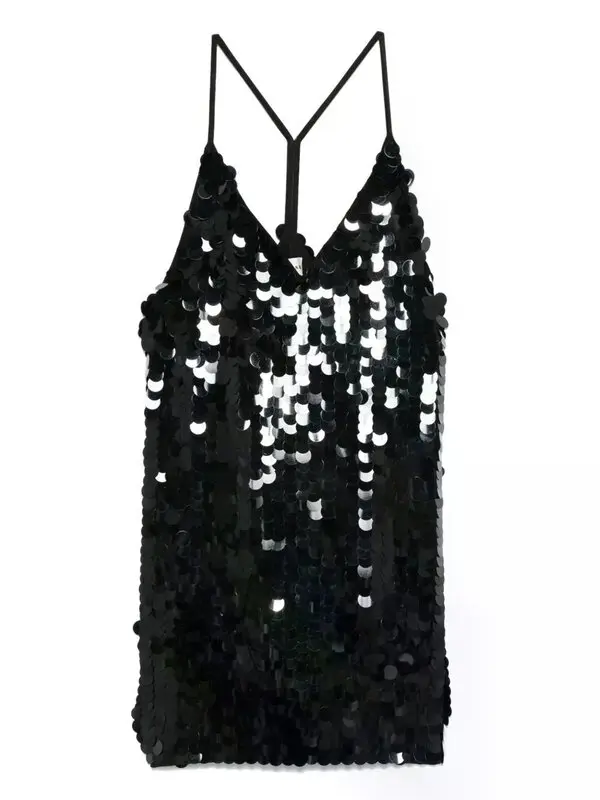 P.a.r.o.s.h Sequin Embellished Spaghetti-strap Dress - Black