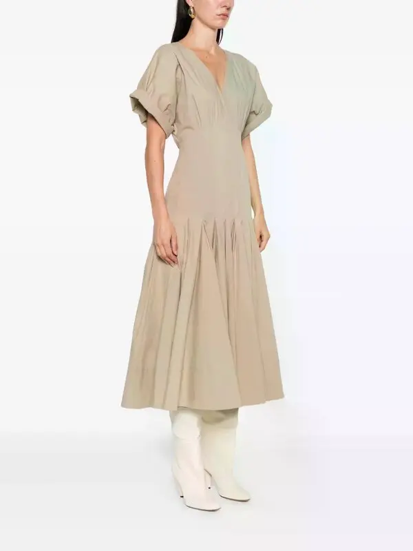 Proenza Schouler V-neck Pleated Dress - Neutrals