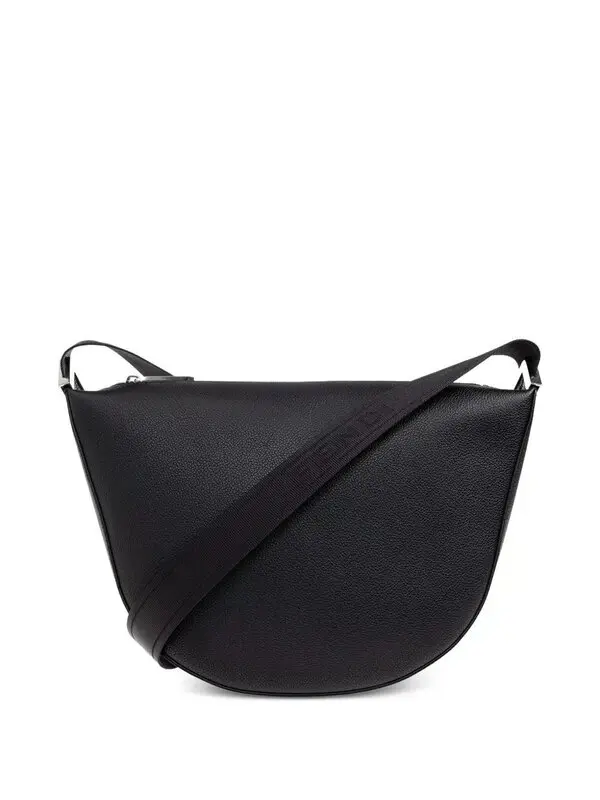 Fendi Curved Leather Messenger Bag - Black