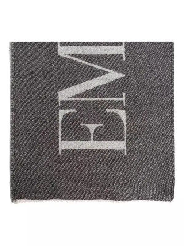Emporio Armani Logo Wool Scarf - Grey