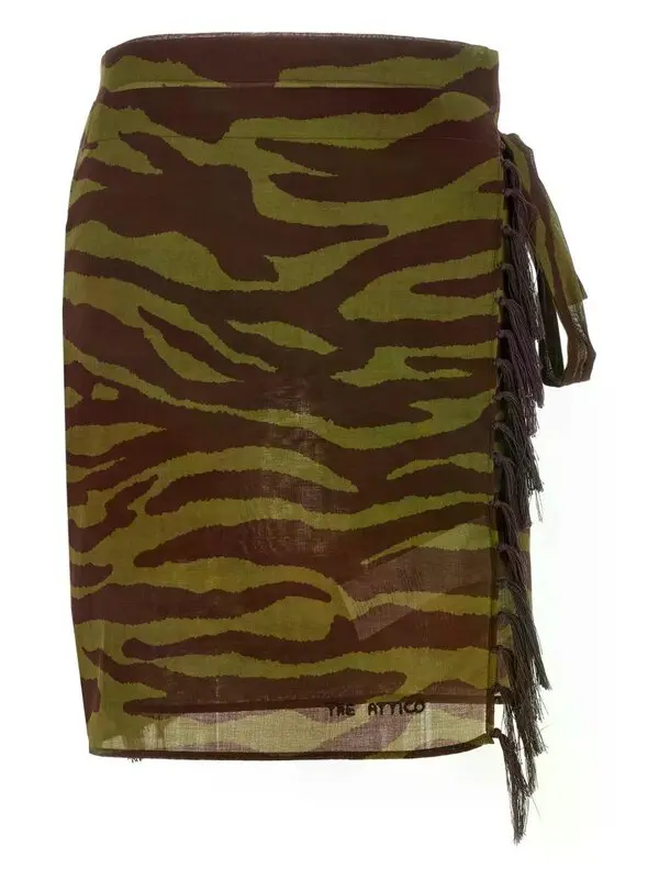 Attico Zebra Print Fringed Sarong Beach Cover-up - Brown