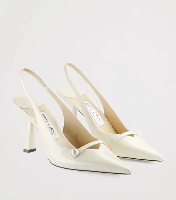 JIMMY CHOO Amita 85 Leather Slingback Pumps