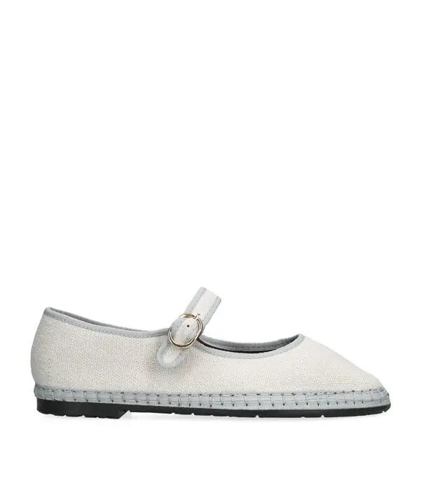 FLABELUS Linen Dalloway Mary Janes - Grey