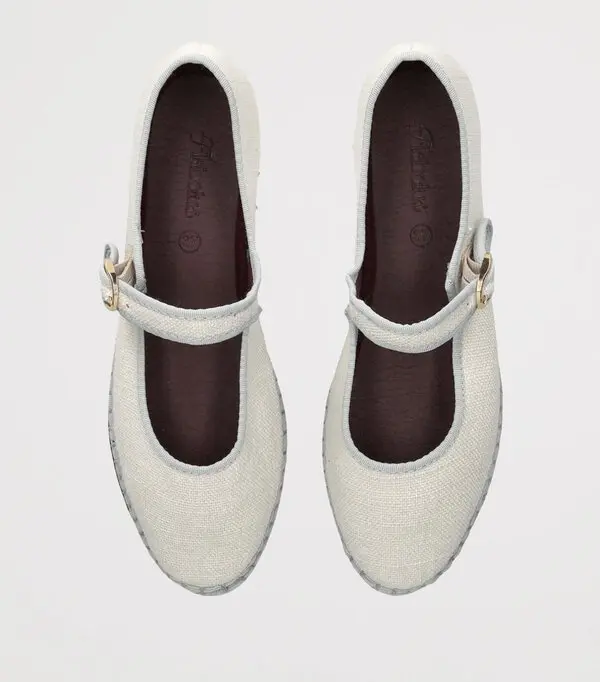FLABELUS Linen Dalloway Mary Janes - Grey