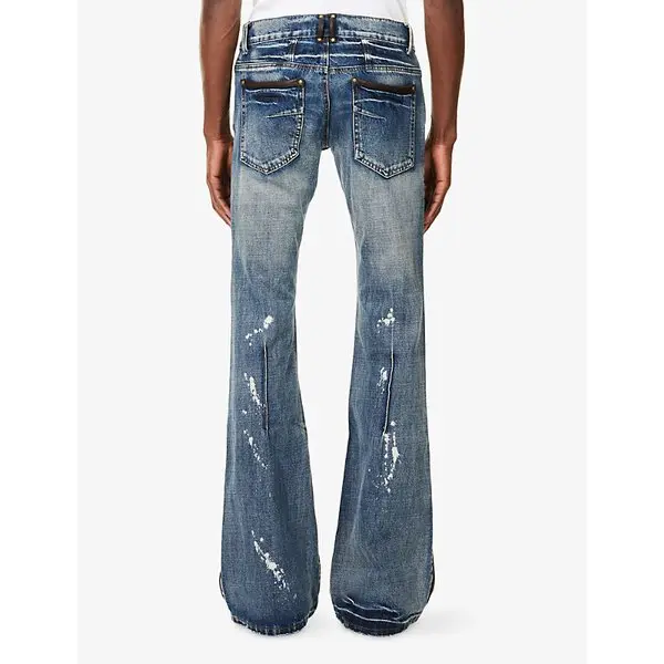 Jaded London Feather Drift Flared Denim Jeans - Blue | Editorialist