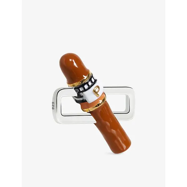 POUBEL Cigar Sterling And Enamel Charm
