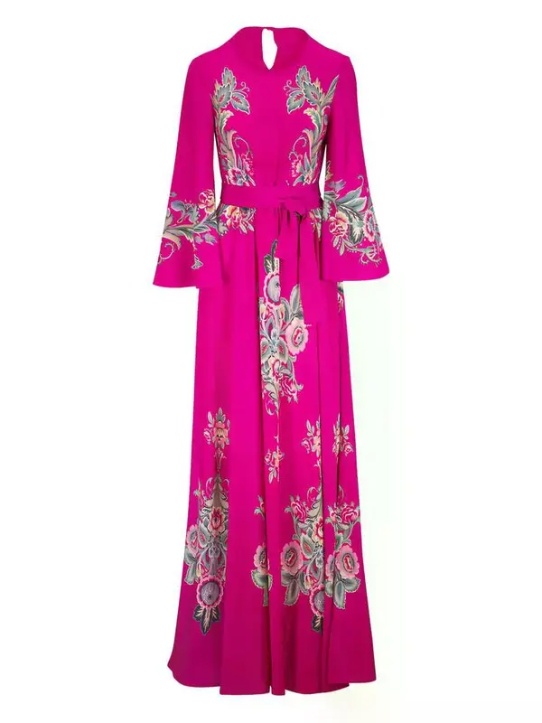 Etro Printed Belted Maxi Dress - Red
