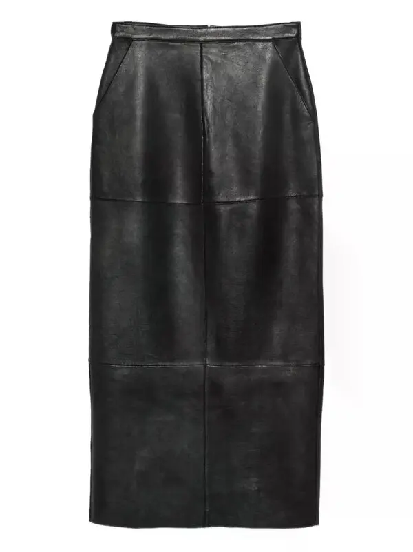 P.a.r.o.s.h Panelled Leather A-line Skirt