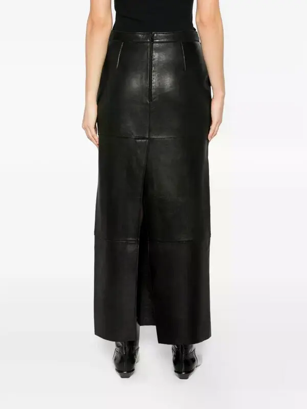 P.a.r.o.s.h Panelled Leather A-line Skirt