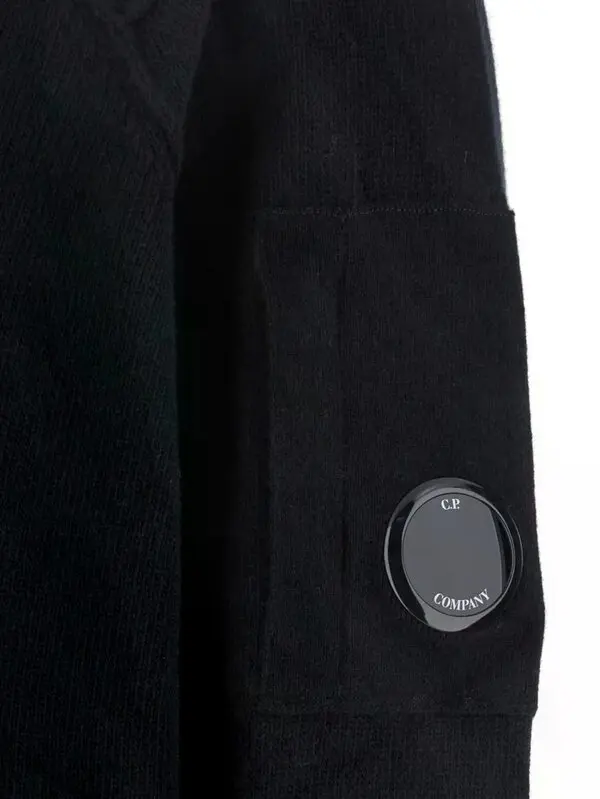 C.P. COMPANY Lambswool Zip-up Cardigan - Black