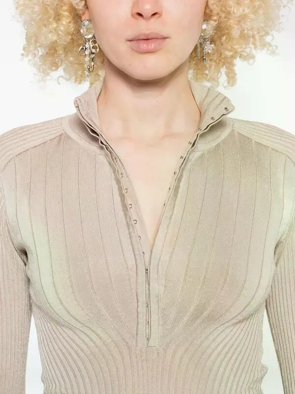 MUGLER Ribbed Zip-front Sweater