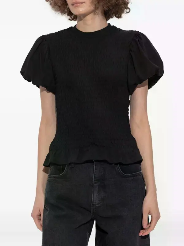 ALLSAINTS Smocked Puff-sleeve Top