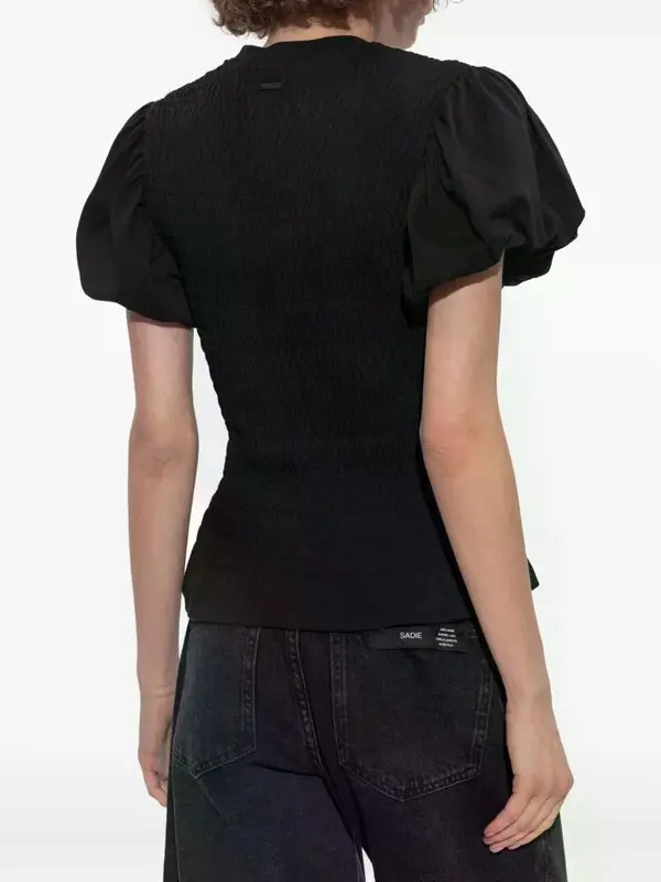 ALLSAINTS Smocked Puff-sleeve Top
