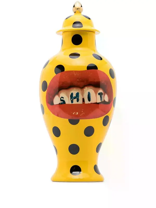 SELETTI Toiletpaper Polka-dot Ceramic Vase - Yellow