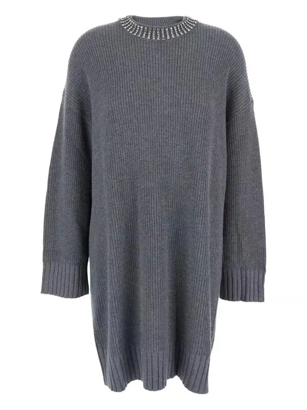 Pinko Embellished-neckline Knit Mini Dress