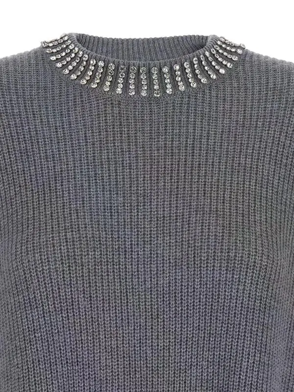 Pinko Embellished-neckline Knit Mini Dress