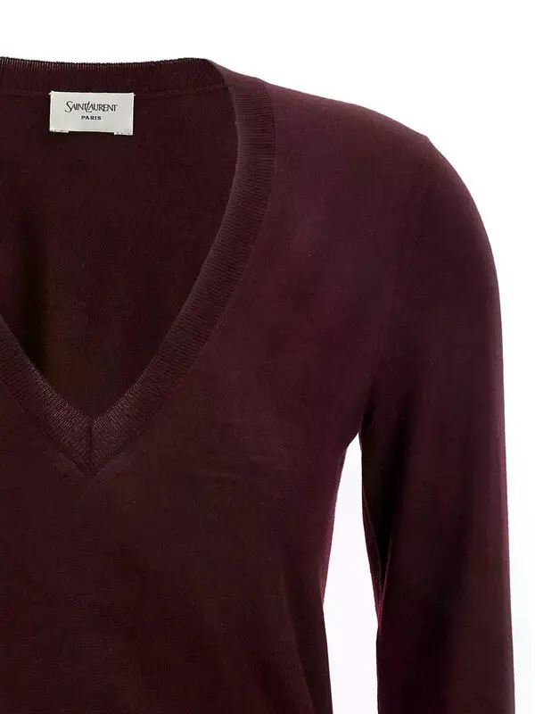 Saint Laurent Plunge-neck Cuffed-sleeve Sweater