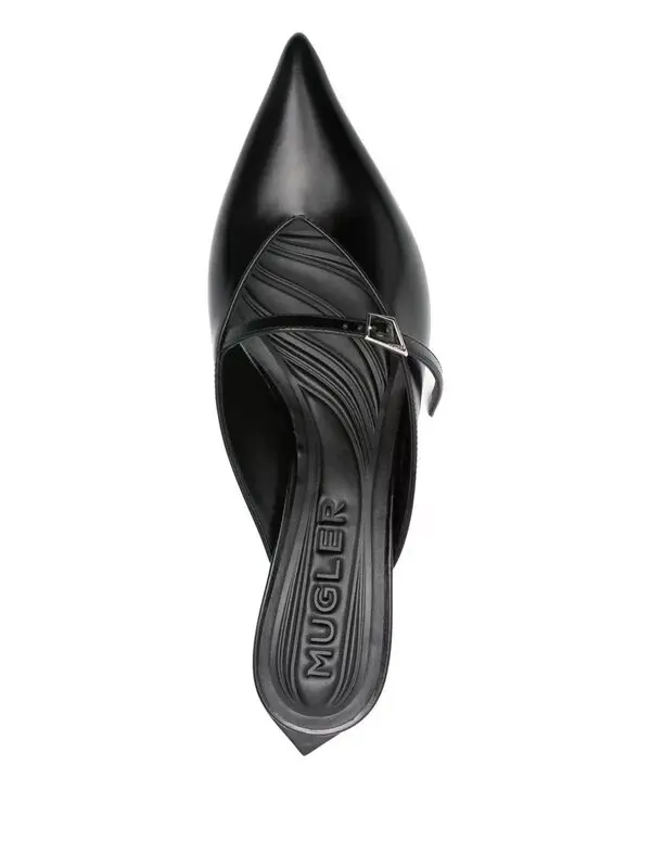 MUGLER 70mm Pointed-toe Ribbon Mules