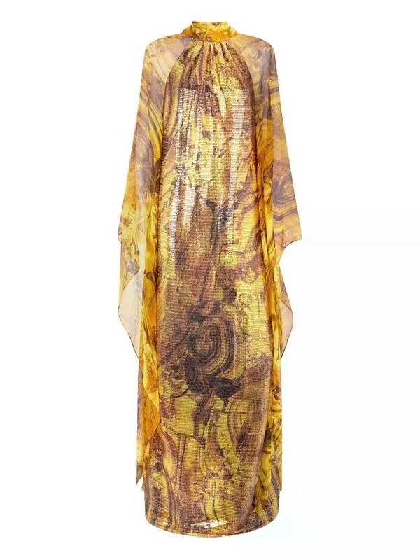 Roberto Cavalli Amber-print Sequin-embellished Maxi Dress