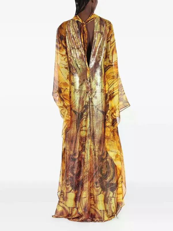 Roberto Cavalli Amber-print Sequin-embellished Maxi Dress
