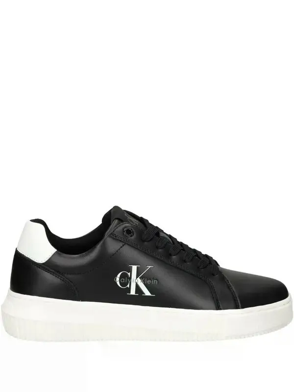 Calvin Klein Logo-detail Leather Sneakers - Black