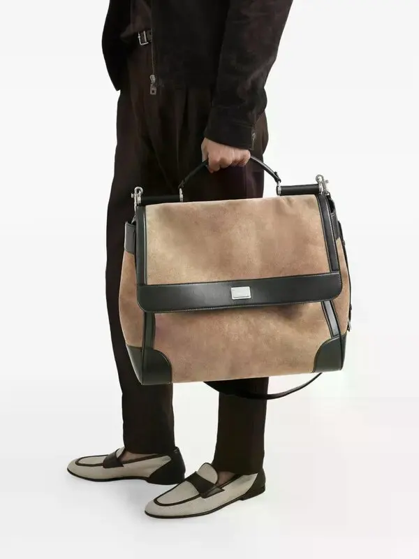Dolce & Gabbana Sicily Suede And Leather Structured Shoulder Bag