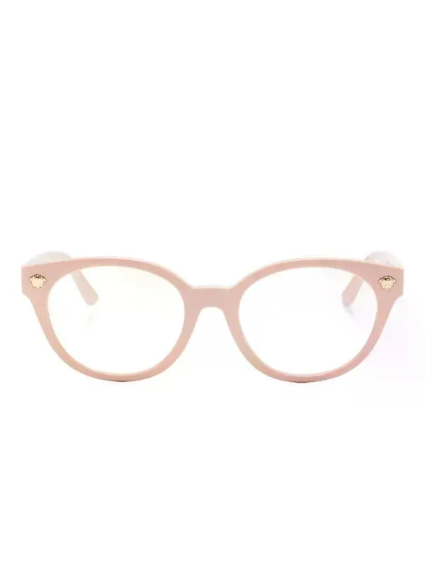 Versace Medusa-embellished Oval-frame Glasses - Pink