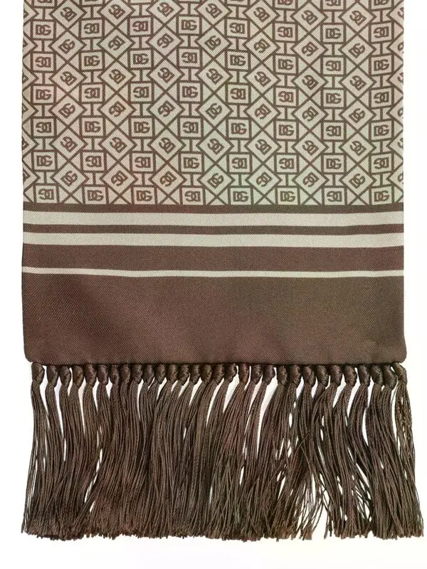 Dolce & Gabbana Geometric-pattern Fringed Scarf - Brown