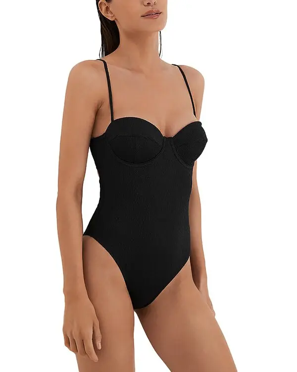 VIX PAULA HERMANNY Firenze Corsage One-piece Swimsuit - Black