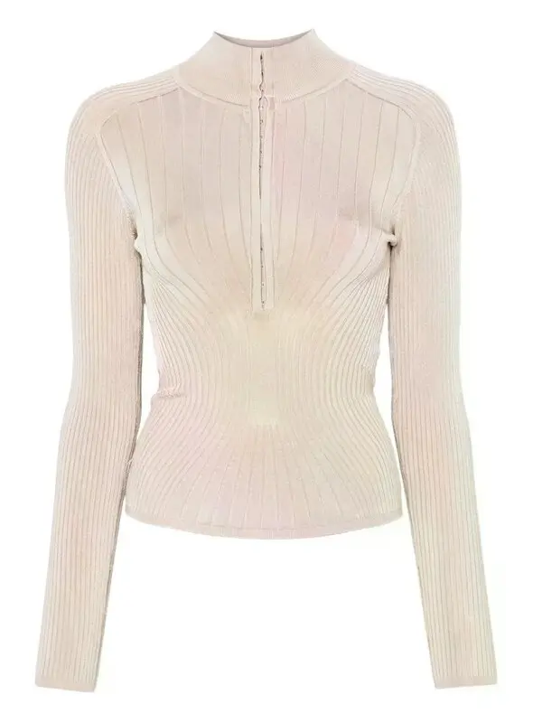 MUGLER Ribbed Zip-front Sweater