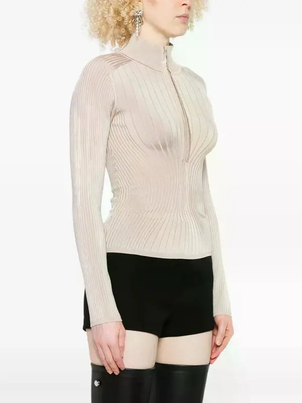 MUGLER Ribbed Zip-front Sweater