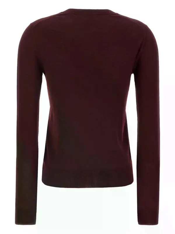 Saint Laurent Plunge-neck Cuffed-sleeve Sweater - Red