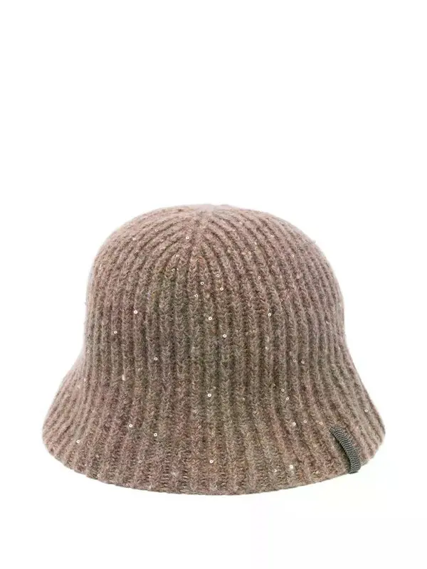Brunello Cucinelli Ribbed Sequin-embellished Bucket Hat - Brown