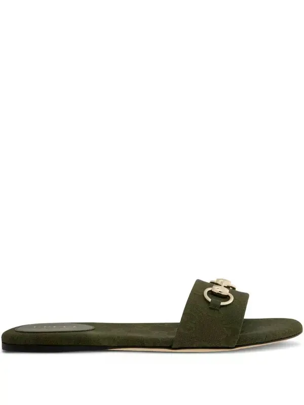 Gucci Gg-monogram Horsebit Sandals - Green