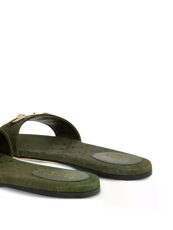 Gucci Gg-monogram Horsebit Sandals - Green