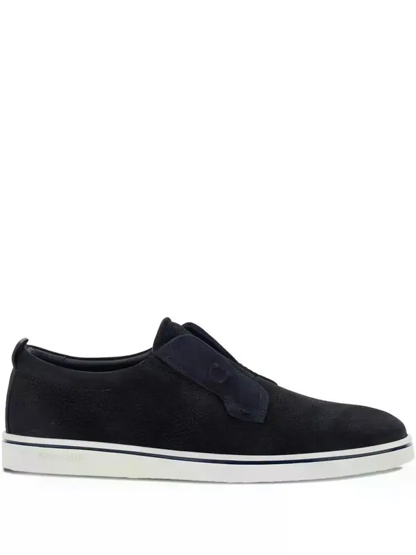 FERRAGAMO Textured Leather Slip-on Shoes - Blue