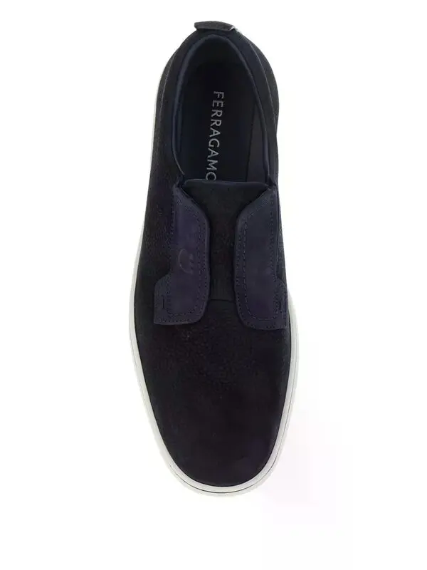 FERRAGAMO Textured Leather Slip-on Shoes - Blue
