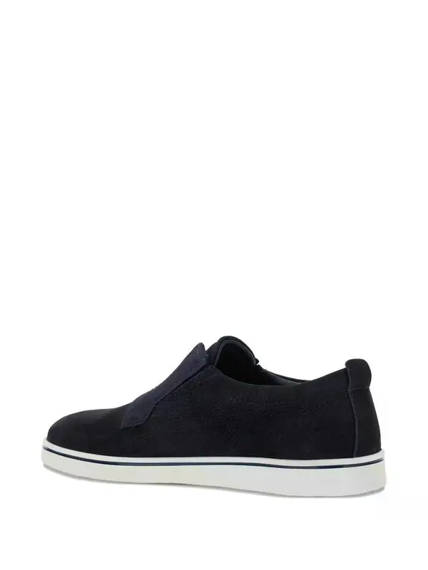 FERRAGAMO Textured Leather Slip-on Shoes - Blue
