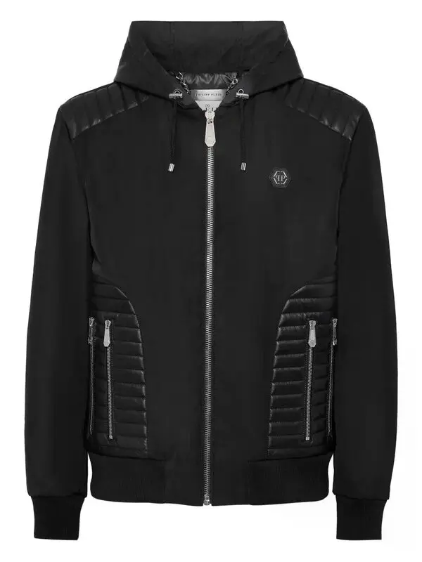 Philipp Plein Hooded Leather-insert Jacket