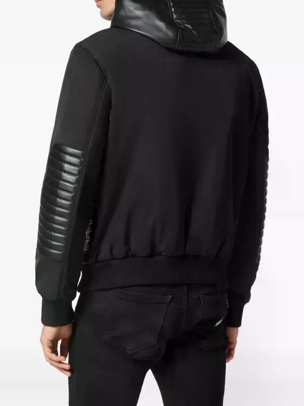 Philipp Plein Hooded Leather-insert Jacket