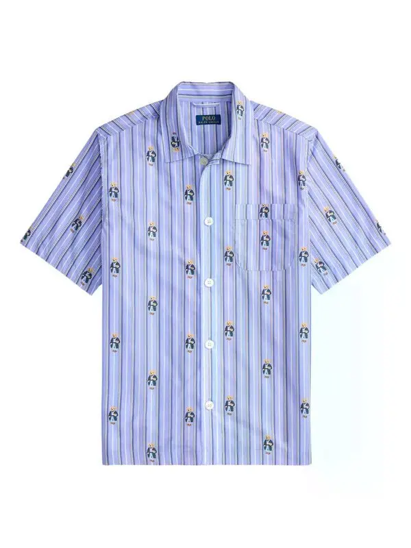 Polo Ralph Lauren Stripe Bear-print Sleep Top - Blue