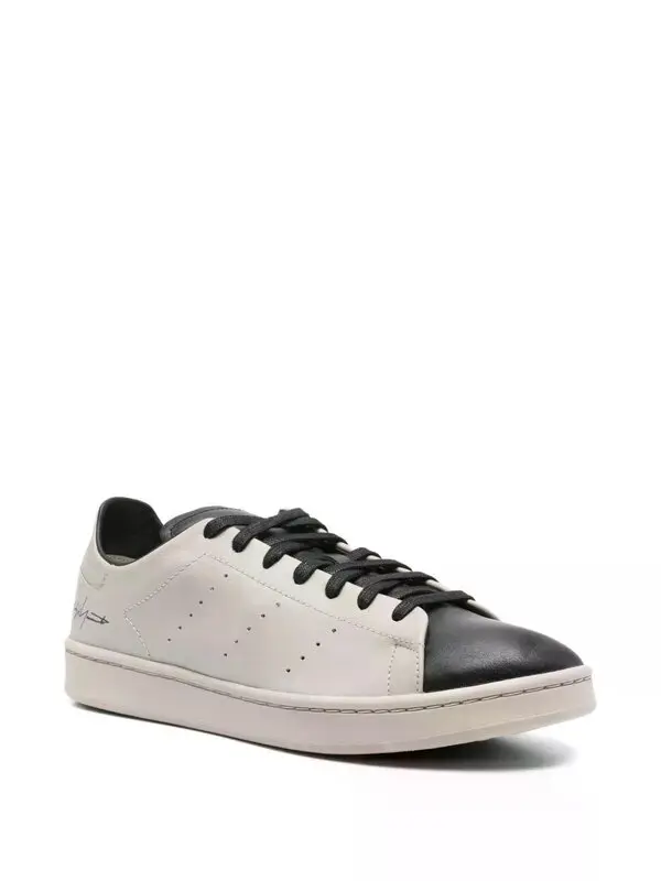 Y3 Leather Panelled Sneakers - Grey