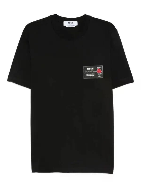 MSGM Rose-print Patch T-shirt
