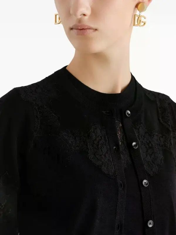 Dolce & Gabbana Lace Panel Cardigan - Black